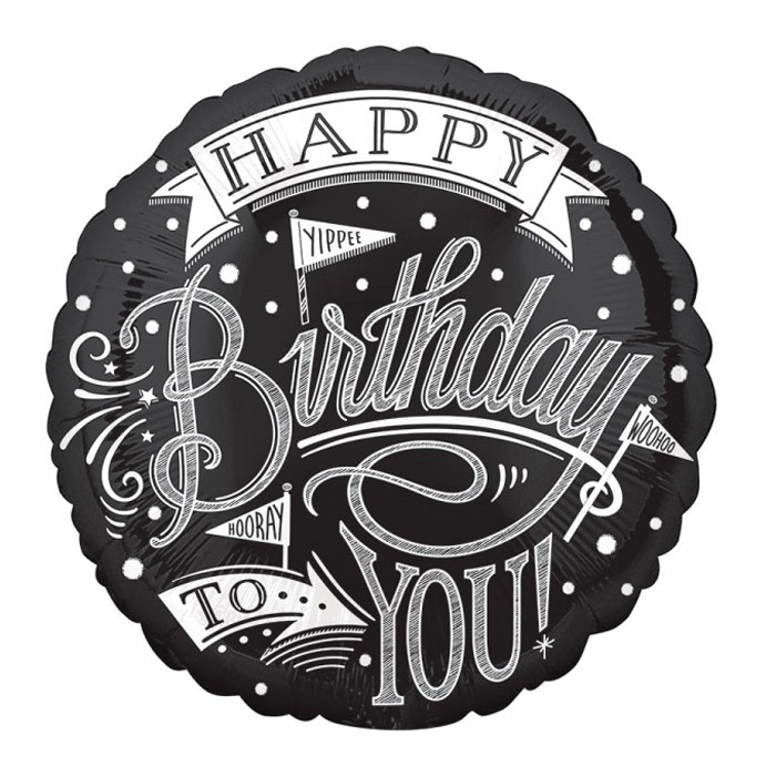 Balloon-Happy Birthday Yippee Horray Black | Posh Party Malta