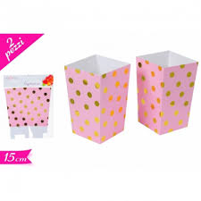 Popcorn boxes – Pink and gold | Posh Party Malta